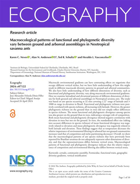 Pdf Macroecological Patterns Of Functional And Phylogenetic Diversity Vary Between Ground And