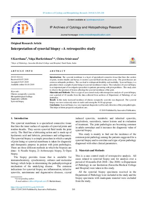 Pdf Interpretation Of Synovial Biopsy A Retrospective Study