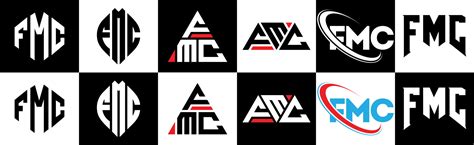 fmc letter logo design in six style fmc polygon circle triangle