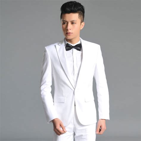 韩版修身西服男装白色西服套装 新郎西装主持司仪影楼拍摄礼服thebluestyle