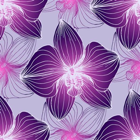 Premium Vector Seamless Pattern With Orchid Branch