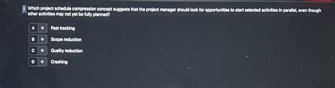 solved which project schedule compression concept suggests
