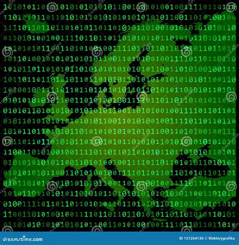 Binary Code Europe Map Concept Design Green Matrix Background Stock Vector Illustration Of