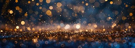 Abstract Golden Bokeh Lights And Glitter Background Stock Illustration