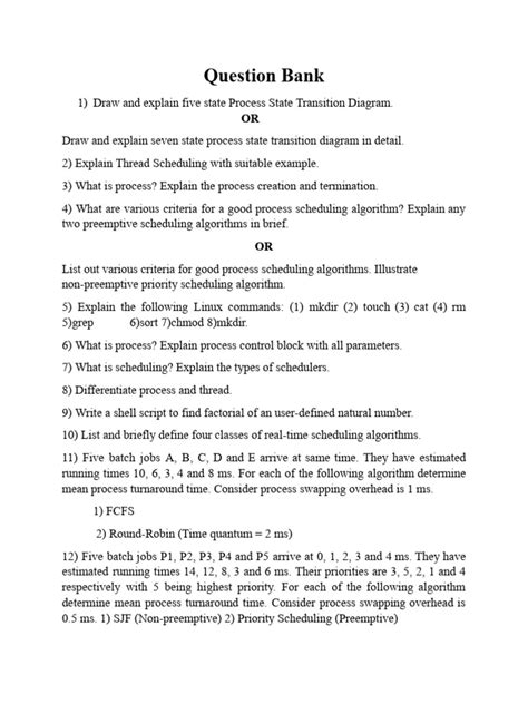 Question Bank Pdf Scheduling Computing Thread Computing