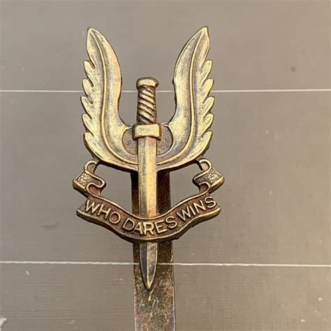 Ww2 Special Air Service Sas Officers Cap Badge All Brass Slider