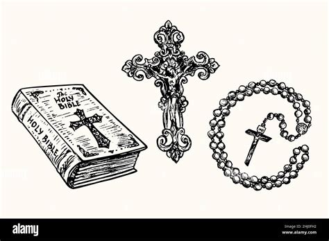 Cross Drawings With Rosary