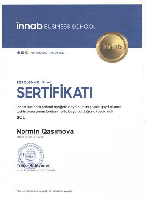 Narmin Gasimova On Linkedin Innab Business School Tərəfindən Təşkil Olunan Sql Təlimində