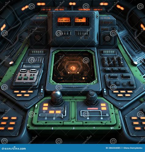 Alien Spaceship Cockpit With Space Ship Controls Rocket Cockpit
