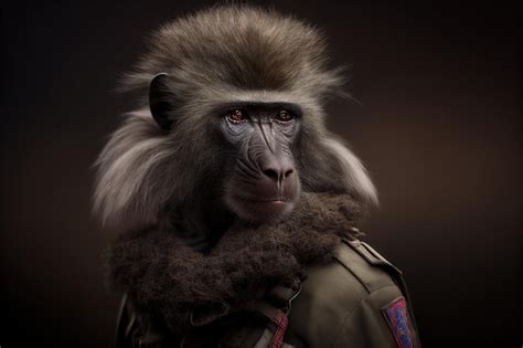 Premium AI Image A Monkey In A Jacket With A Patch On It
