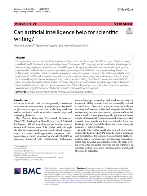 Artificial Intelligence For Scientific Writing Pdf Artificial Intelligence Intelligence