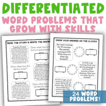 Telling Time With Digital And Analog Clocks Differentiated Worksheets