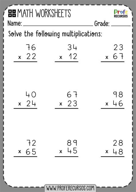 One Digit By One Digit Multiplication Worksheets Multiplicat