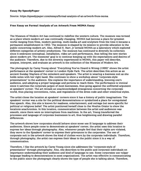 📚 Free Essay On Formal Analysis Of An Artwork From Moma
