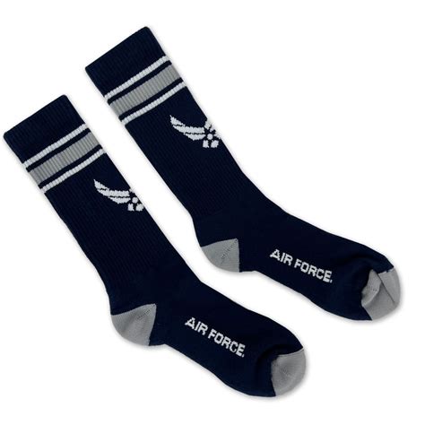 Air Force Stripe Wings Crew Socks Navy