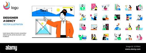Designer Agency Concept With Character Situations Mega Set Bundle Of Scenes People Creating Art