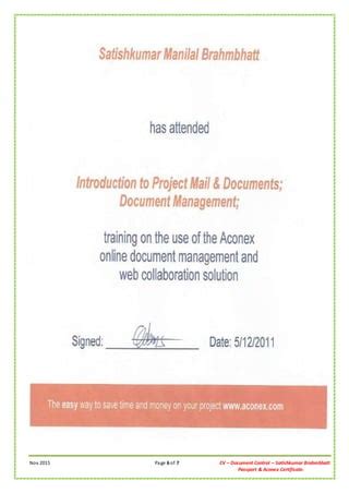 CV Sr Document Controller Aconex Passport Mr Satishkumar Brahmbhatt Nov 2015 DOCX
