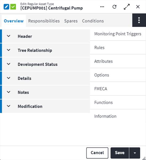 Regular Asset Type Screen