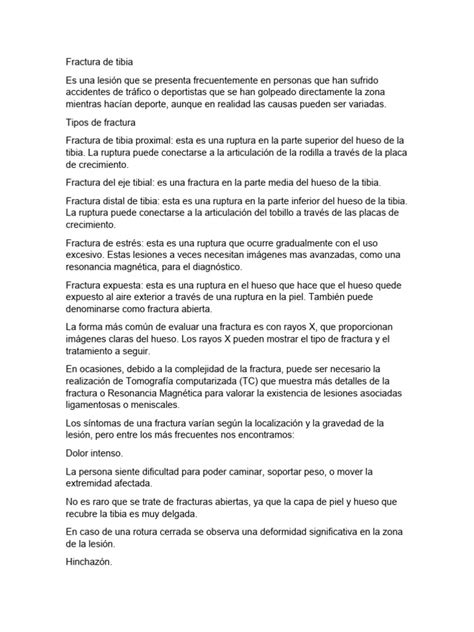 Fractura De Tibia Pdf Medicina Clinica Enfermedades Y Trastornos