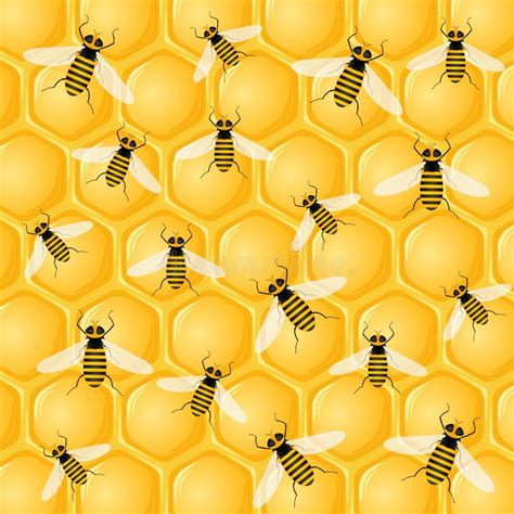Honeycomb And Bees Stock Vector Illustration Of Honey 13729050