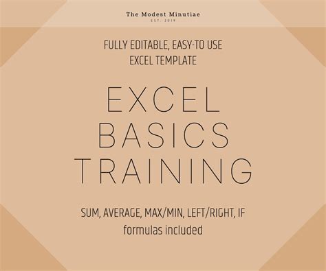 Excel Basic Formulas Tutorial Template Etsy