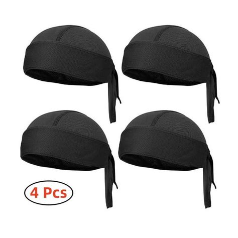 4 Pcs Sweat Wicking Doo Rag Cooling Dew Rag Helmet Liner Hat Large