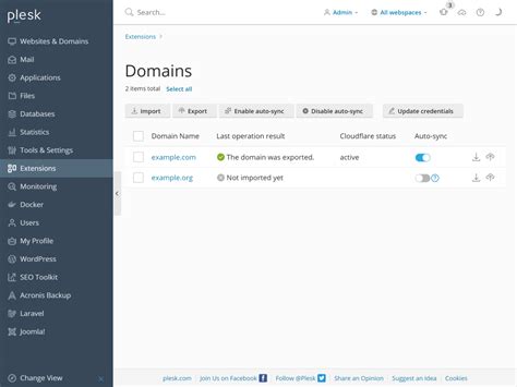 DNS Integration For Cloudflare Extension Plesk