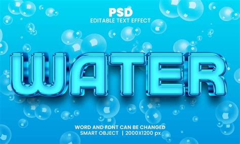 Estilo De Efecto De Texto De Photoshop Editable D De Agua Con Fondo Archivo PSD Premium