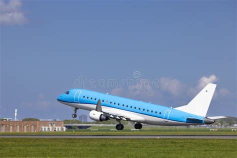 Passenger Plane Taking Off From The Runway Schiphol Amsterdam The Netherlands Stock Photo