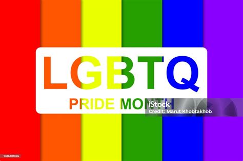 밝은 무지개 깃발에 Lgbtqia 프라이드의 달 텍스트 프라이드의 달 0명에 대한 스톡 사진 및 기타 이미지 0명 2023