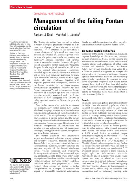 Pdf Management Of The Failing Fontan Circulation