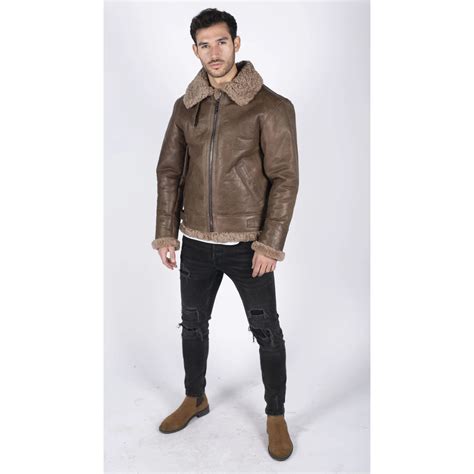 Mens Sheepskin Leather B3 Aviator Vintage Brown Infinity Truclothing