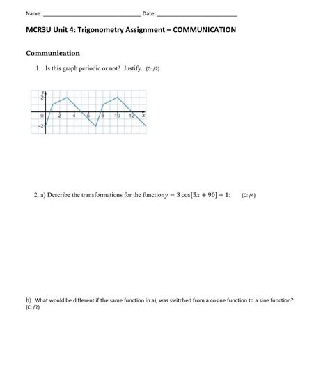 Solved Mcr U Unit Trigonometry Assignment Communica