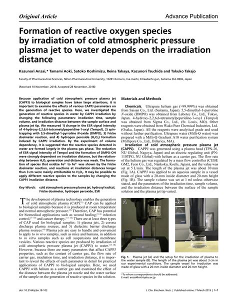 Pdf Formation Of Reactive Oxygen Species By Irradiation Of Cold