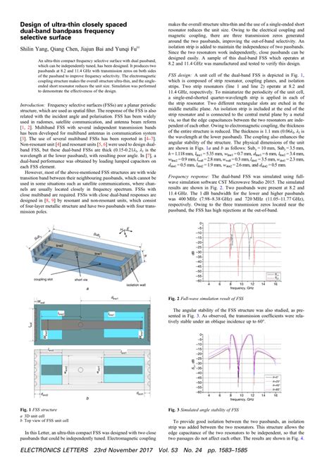 Pdf Design Of An Ultra Thin Closely Spaced Dual Band Bandpass