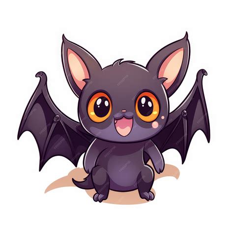 Kawaii Mignon Dessin Animé Chauve Souris Noire Isolé Sur Fond Blanc