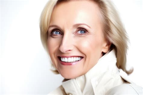 Premium Ai Image Smiling Woman In Luxury Coat Isolated Against A