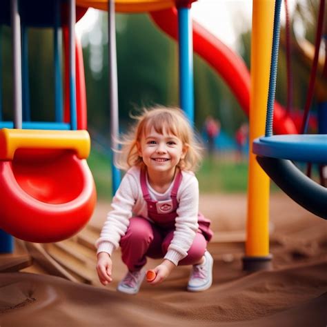 Premium Ai Image A Cute Small Girl Playing In Garden
