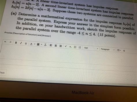 Solved Linear Time Invariant System Has Impulse Response