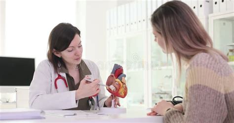 Cardiologist Visually Explains To Patient Using Heart Miniature Model Stock Footage Video Of