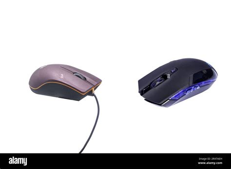 Wireless Vs Wired Mouse Isolated On White Background Stock Photo Alamy