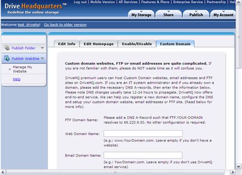 Drivehq Online Help Publish Host A Static Website