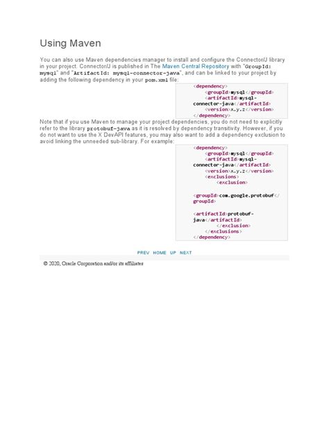 Using Maven Groupid Mysql Artifactid Mysql Connector Java Pom Xml Pdf Unix Software