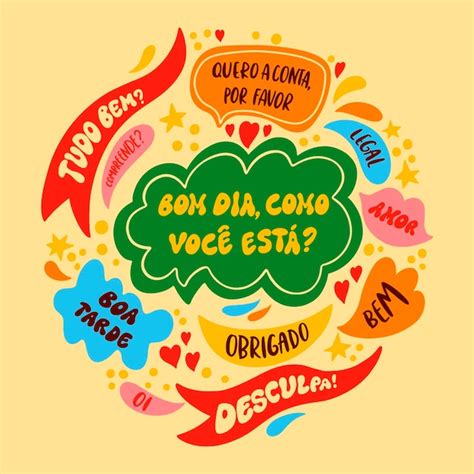 Free Vector Hand Drawn Brazilian Portuguese Text Illustration