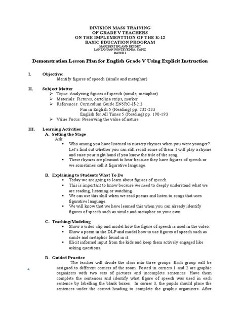 ️ Detailed Lesson Plan In English Grade 5 Detailed Lesson Plan For