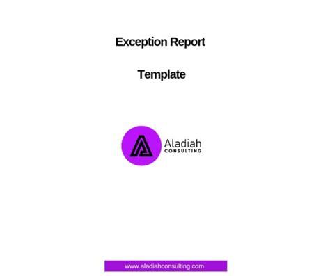 Exception Report Template Aladiah Consulting