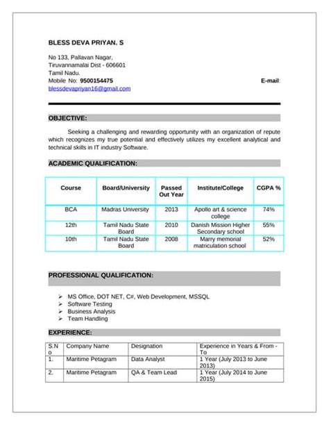 Bless Deva Priyan S Resume Pdf