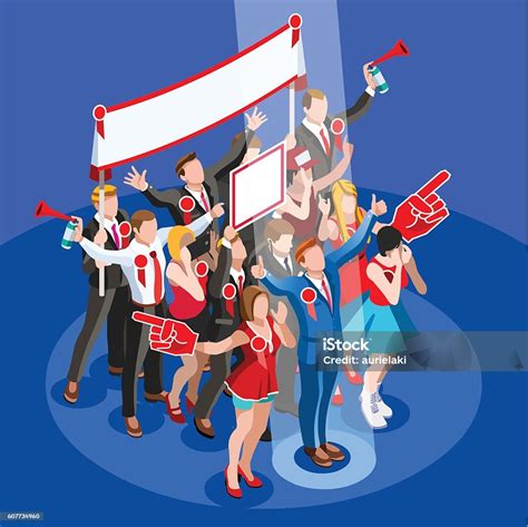 Election Infographic Convention Hall Vector Isometric People Stock
