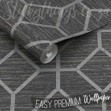 Grasscloth Geometric Charcoal Wallpaper Trellis Metallic Wallpaper Sticky Things