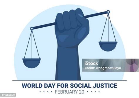 2월 20일 세계 사회 정의의 날 평면 만화 손으로 그린 템플릿 일러스트레이션에서 정의로운 관계를 위한 저울 또는 망치 사회 정의에 대한 스톡 벡터 아트 및 기타 이미지